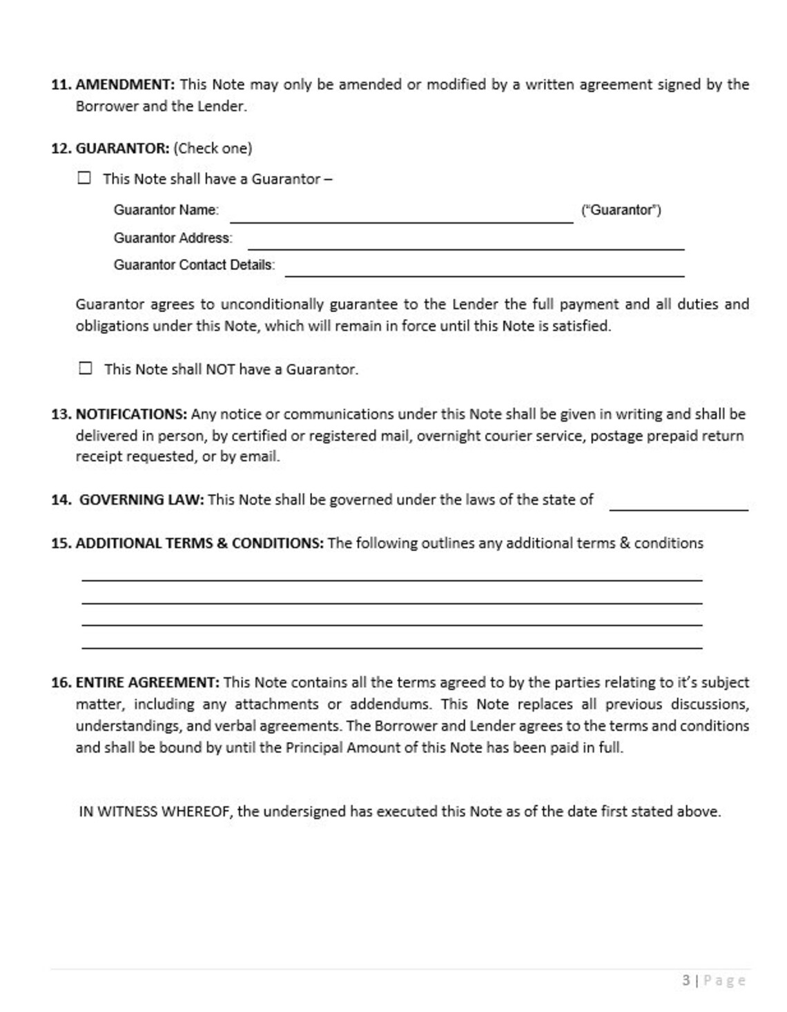 Editable Promissory Note Template (WORD & PDF) - Etsy