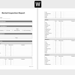 Rental Inspection Report Form: Editable PDF & Word Template - Etsy