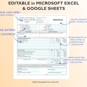 Editable HVAC Proposal Template: Excel, Word, PDF, Google Sheets - Etsy