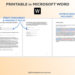 Printable 30 Day Notice to Pay Rent or Quit (word Doc) - Etsy