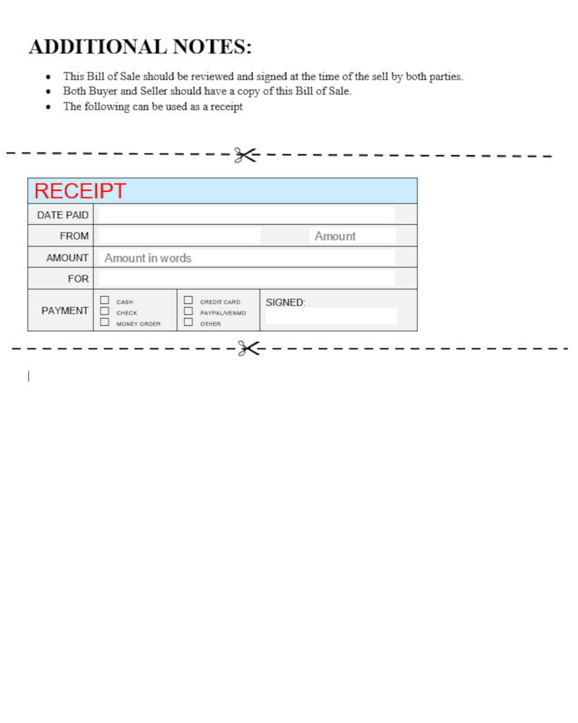 Recreational Vehicle RV Bill of Sale Contract - Editable PDF, Word ...