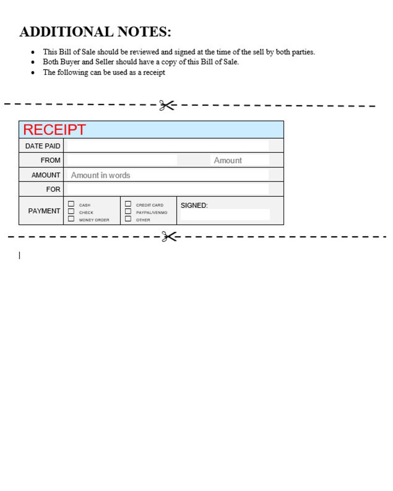Recreational Vehicle RV Bill of Sale Contract - Editable PDF, Word ...