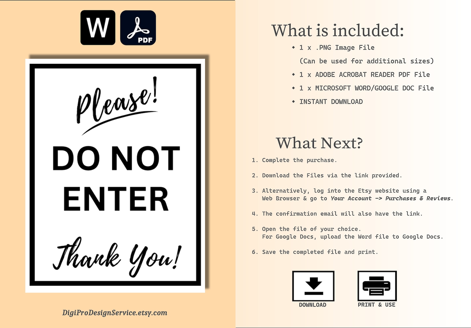 Please Do Not Enter Sign. Printable Word and PDF File, Plus PNG Image ...