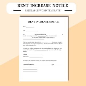Rent Increase Notice Form: Landlord Template (printable Word & Google ...