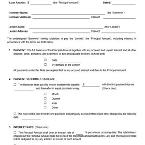Editable Promissory Note Template (WORD & PDF) - Etsy