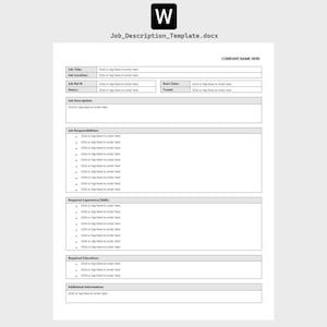 Editable Job Description Template: Word & PDF Form - Etsy