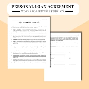 Personal Loan Agreement Template: Editable & Fillable (PDF, Word ...