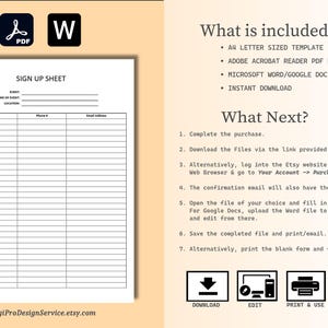 Event Sign-up Sheet: Editable Form (PDF, Word, Google Docs) - Etsy