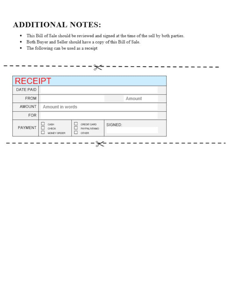 Boat/watercraft Bill of Sale - Fully Editable in Word, PDF or Google ...