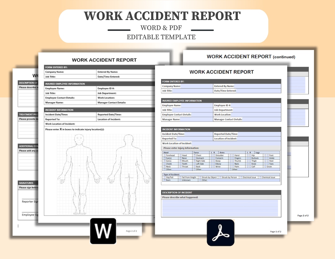 Editable Work Accident Report Form (PDF, Word) - Etsy