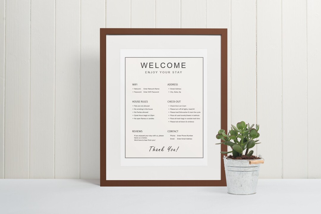 Airbnb Welcome Sign Editable Airbnb Sign in Word or Adobe PDF ...