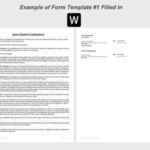 Non-compete Form. Editable & Printable Non Compete Template. Fully ...