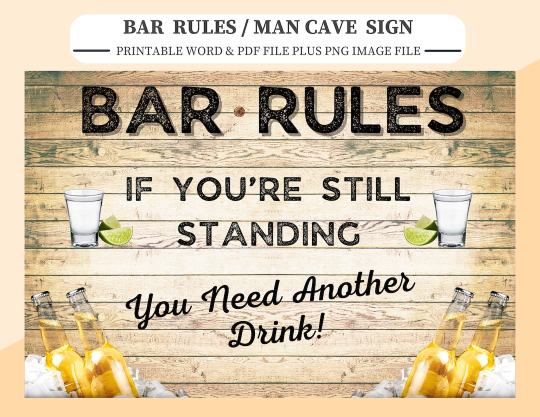 Bar Rules Sign. Printable A4/letter Size Word and PDF File, Plus PNG ...