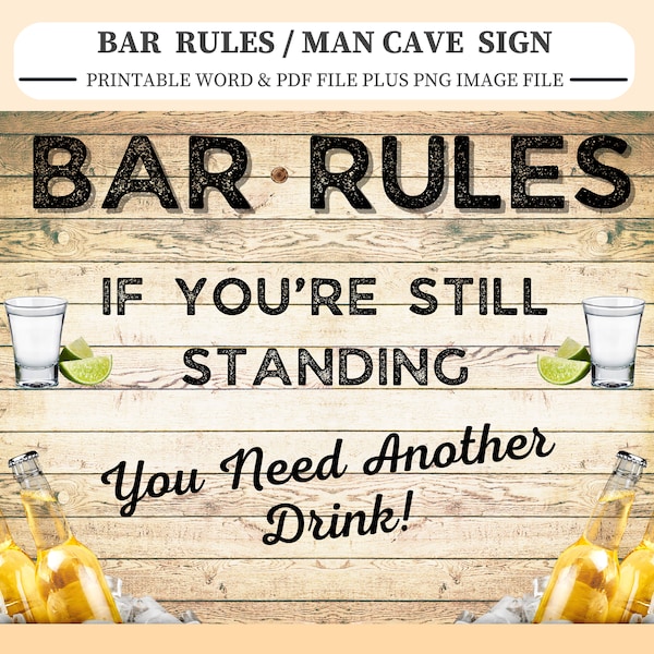 Bar Rules Sign - Etsy
