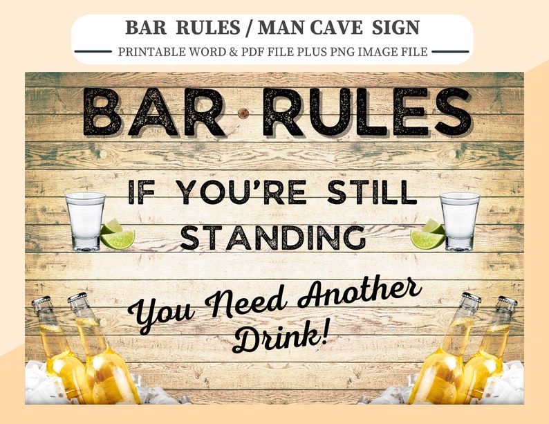 Bar Rules Sign. Printable A4/letter Size Word and PDF File, Plus PNG ...