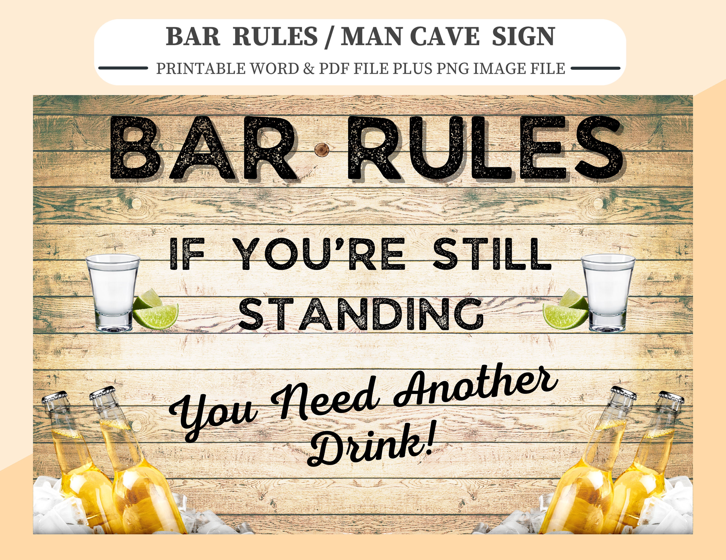 Bar Rules Sign. Printable A4/letter Size Word and PDF File, Plus PNG ...