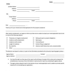 Rental Application Rejection Notice: Editable Word & PDF Template - Etsy