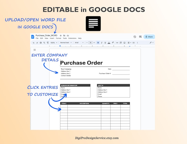 Purchase Order Template, Purchase Order, Purchase Order Form, PO, PO ...
