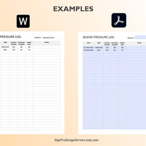 Blood Pressure Log Form. Editable or Printable Digital Form. Digitally ...