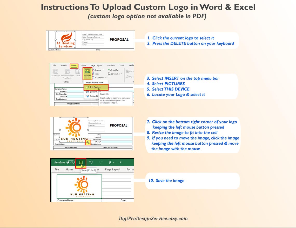 Editable Heating Proposal Template: Excel, Word, PDF, Google Sheets - Etsy