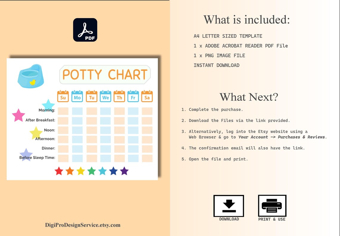 Potty Training Tracker: Printable Chart (PDF & PNG) - Etsy
