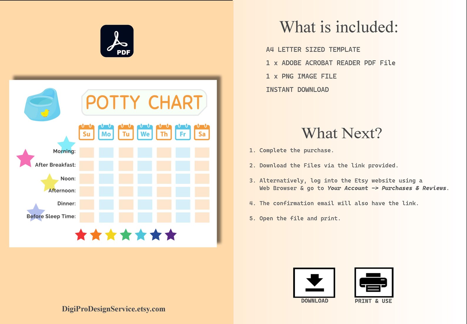 Potty Training Tracker: Printable Chart (PDF & PNG) - Etsy
