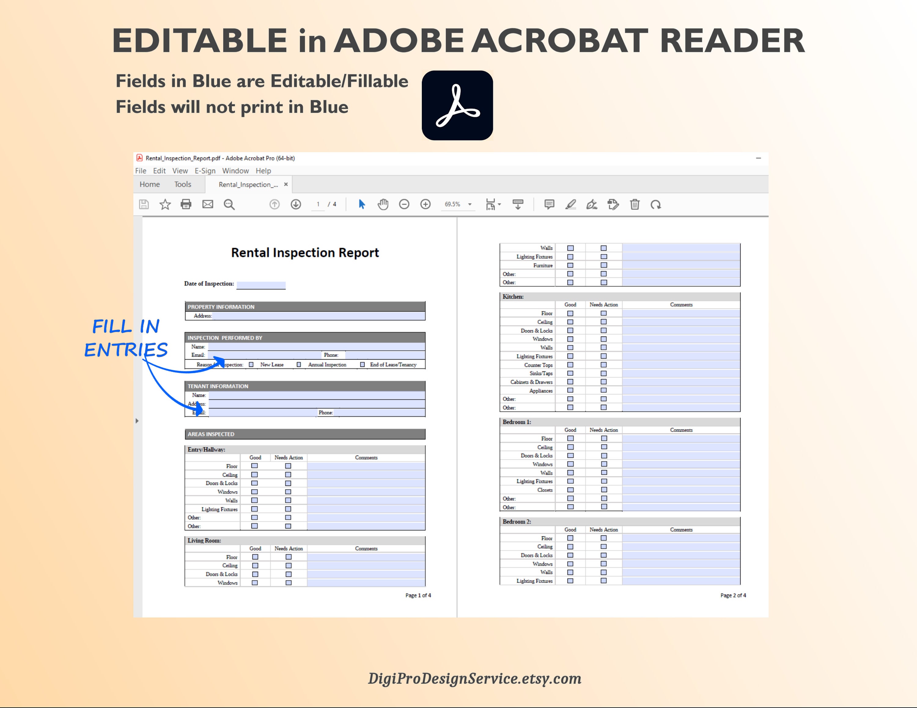 Rental Inspection Report Form: Editable PDF & Word Template - Etsy
