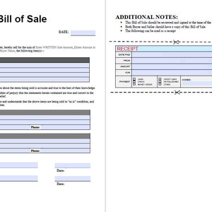 Bill of Sale Document, Fully Editable in WORD, PDF & Google Docs. Sale ...