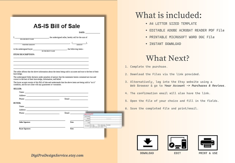 AS-IS Bill of Sale, Asis Bill of Sale, As-is Bill of Sale, as is Bill ...