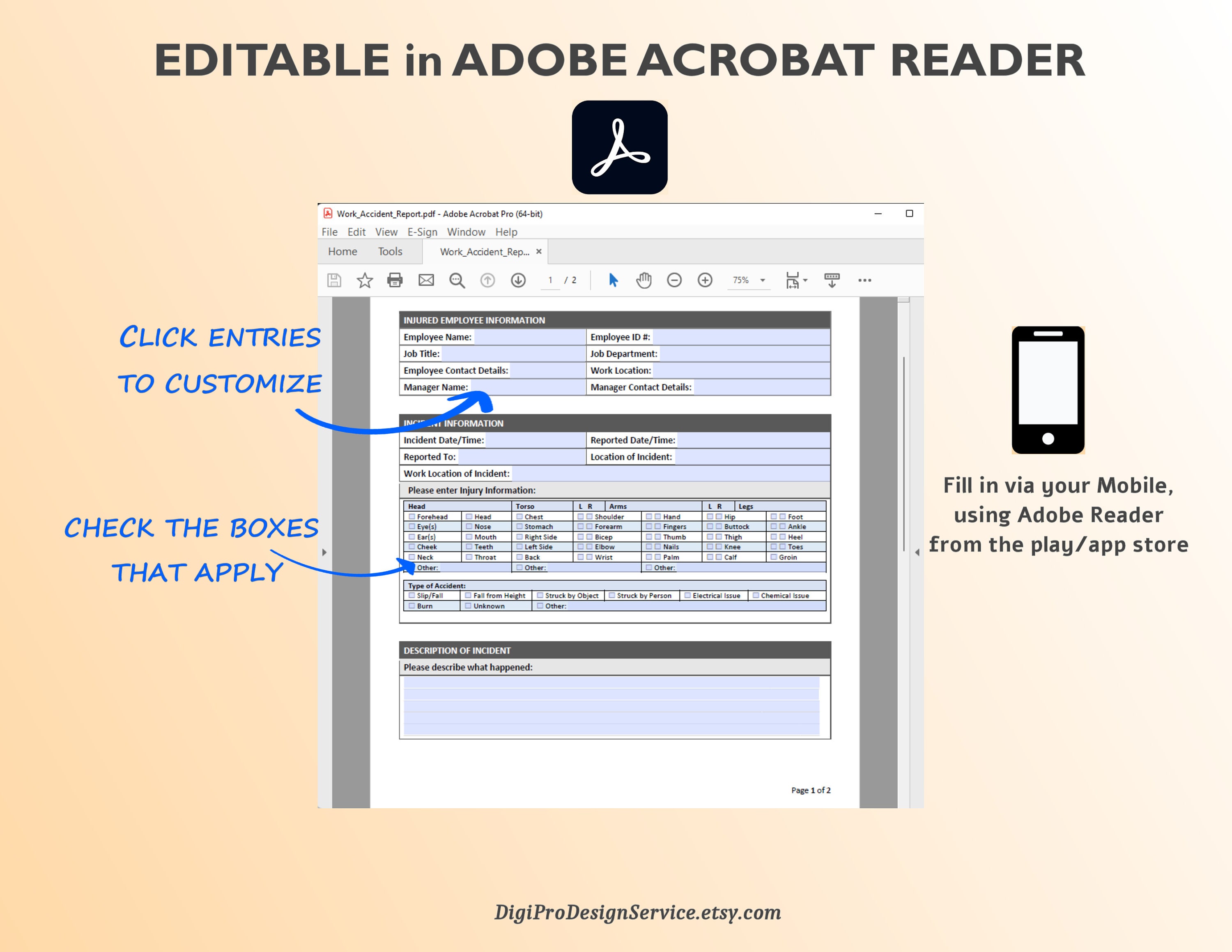 Work Accident Report Form: Editable PDF & Word Template - Etsy
