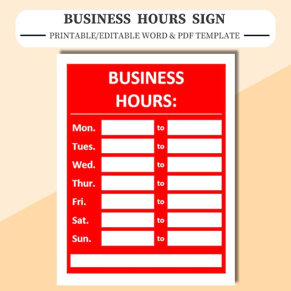 Business Hours Sign - Etsy