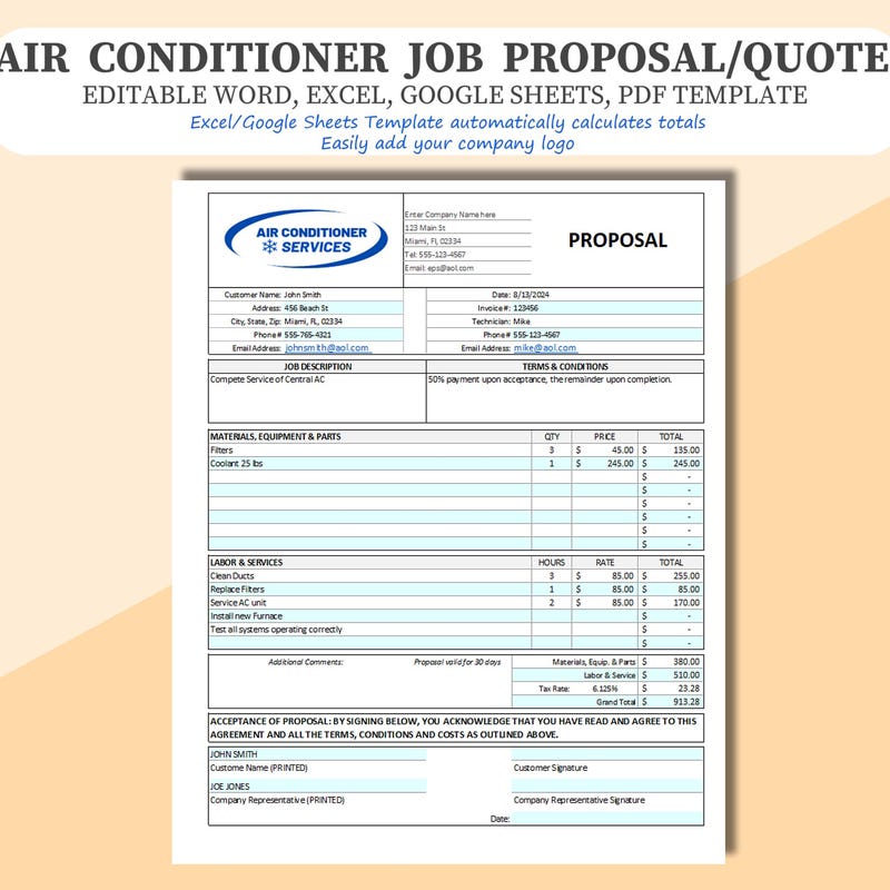 Hvac Proposal Template - Etsy