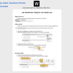Editable Job Description Template: Word & PDF Form - Etsy