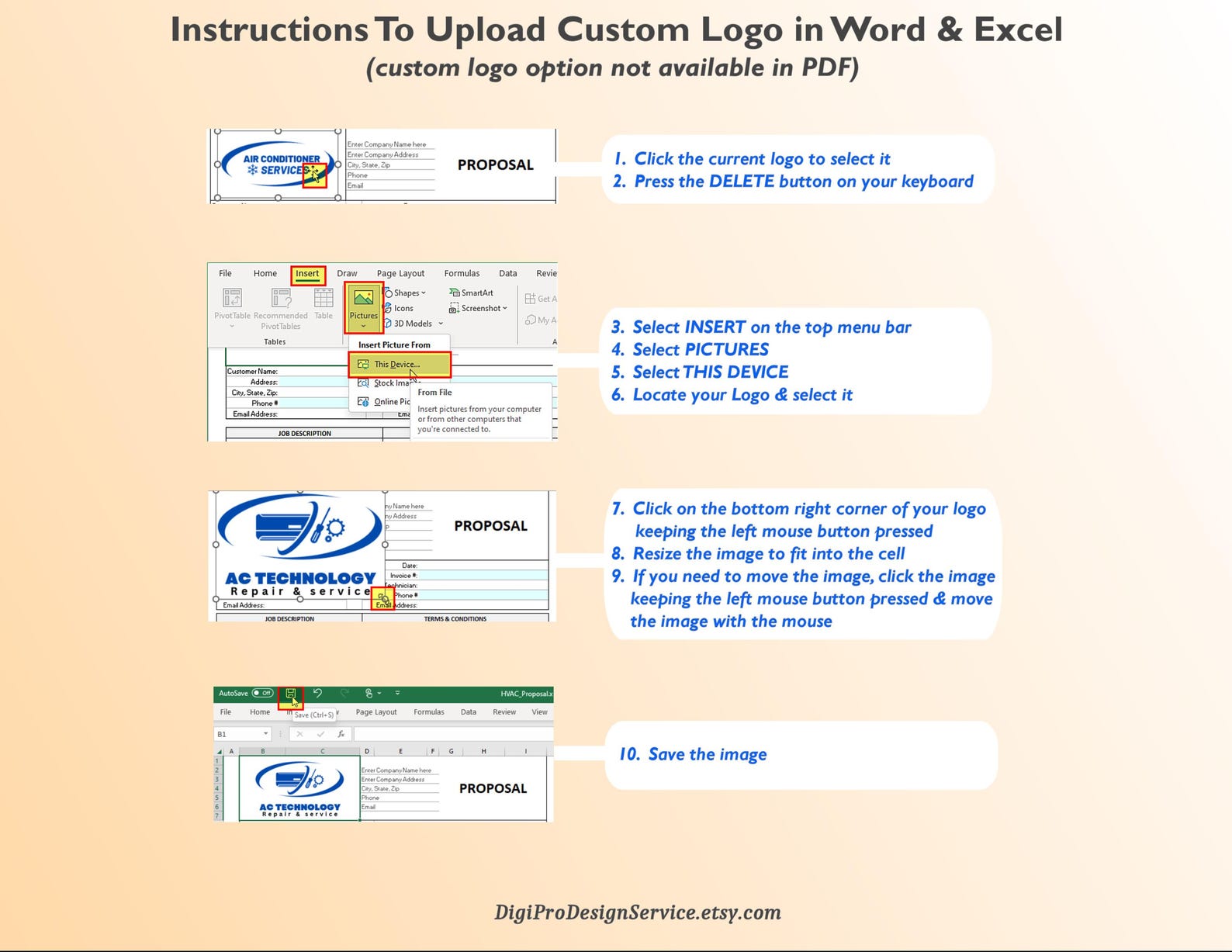 Editable Air Conditioner Proposal Template: Excel, Word, PDF - Etsy