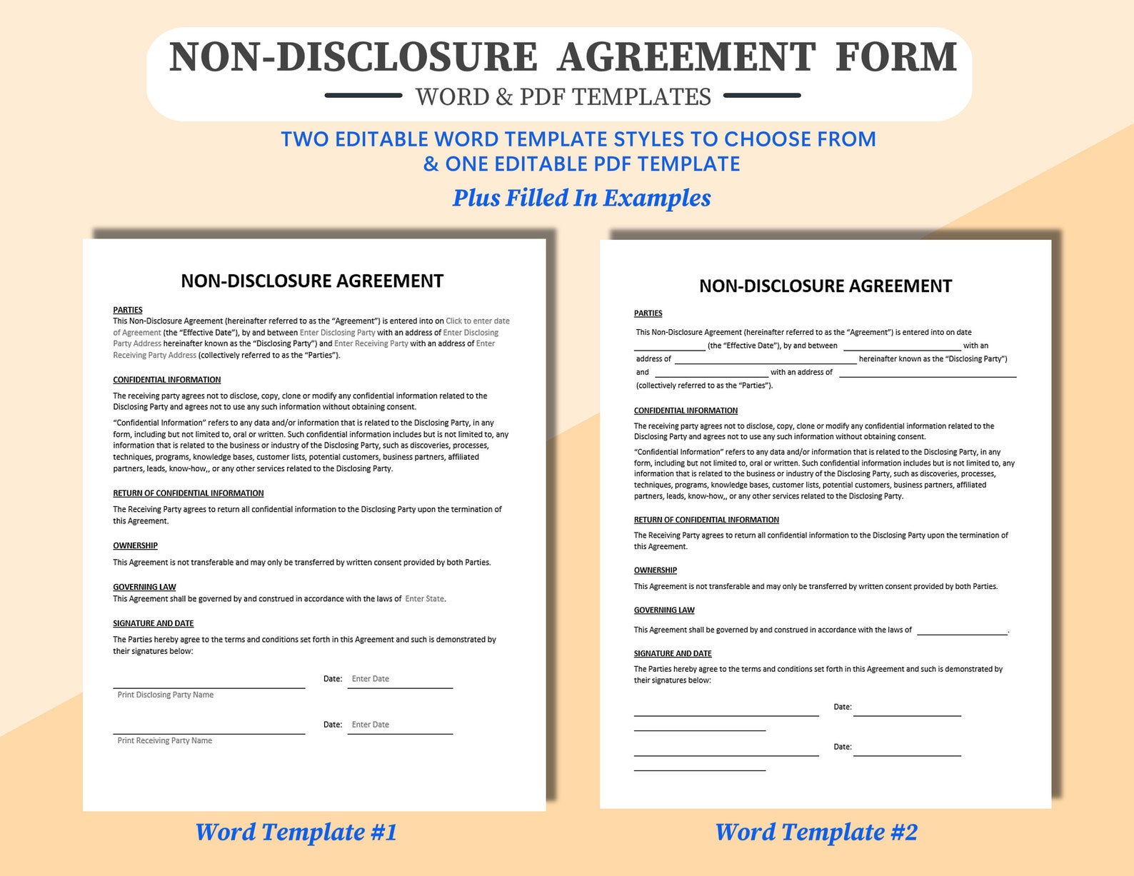 Non-disclosure Form. Editable & Printable Non Disclosure Template ...