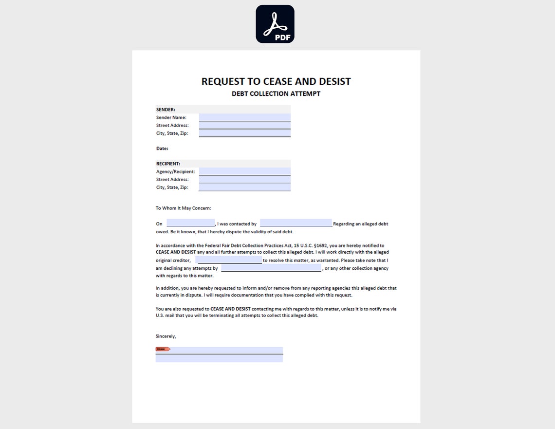 Defamation Cease and Desist Form: Editable Word & PDF Template - Etsy