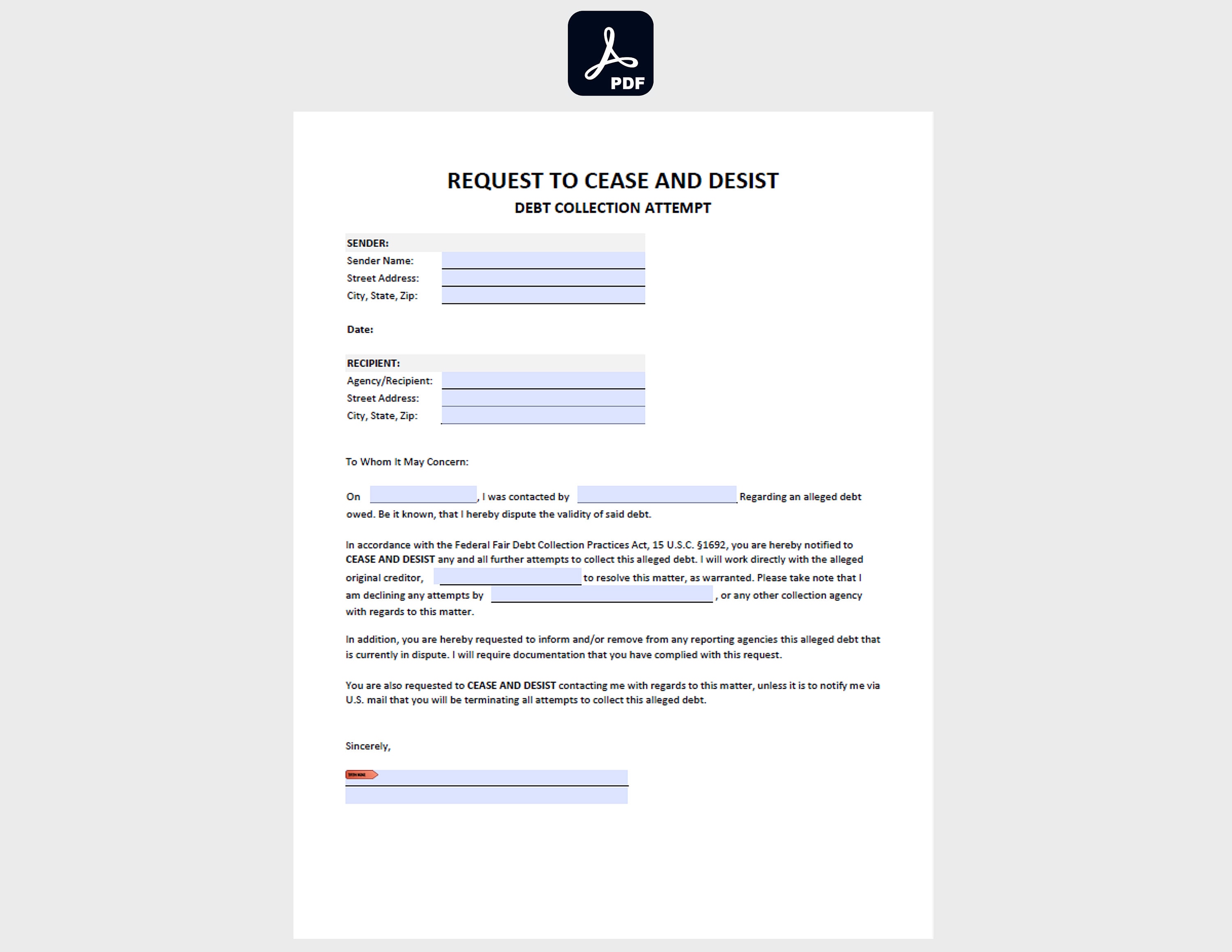 Defamation Cease and Desist Form: Editable Word & PDF Template - Etsy