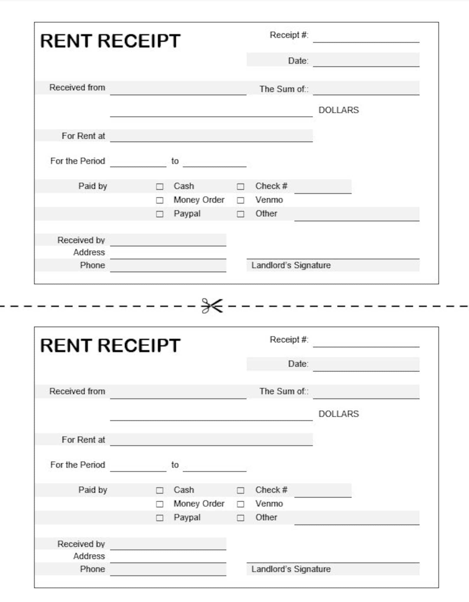Editable Rent Receipt Template: Fillable PDF & Word Doc - Etsy