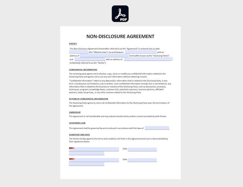Non-disclosure Form. Editable & Printable Non Disclosure Template ...