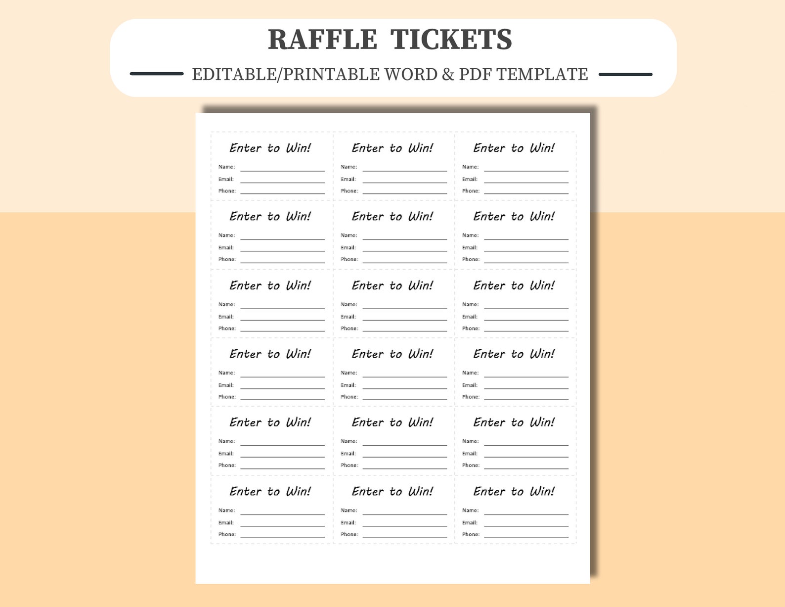 Printable Raffle Tickets: Editable Word & PDF Template - Etsy