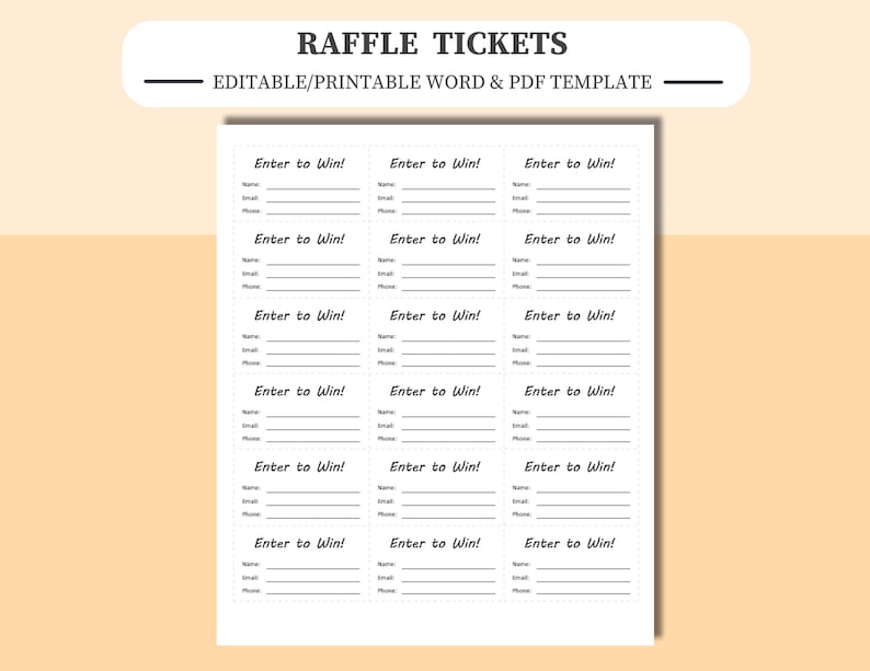 Printable Raffle Tickets: Editable Word & PDF Template - Etsy