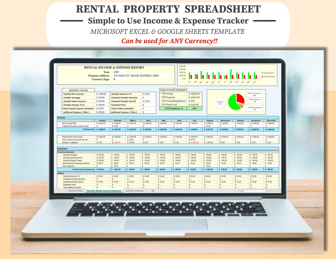 Rental Income & Expense Accounting Tracker Spreadsheet - Simple to Use ...