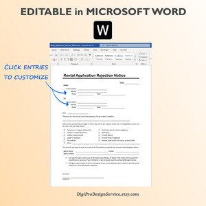 Rental Application Rejection Notice: Editable Word & PDF Template - Etsy