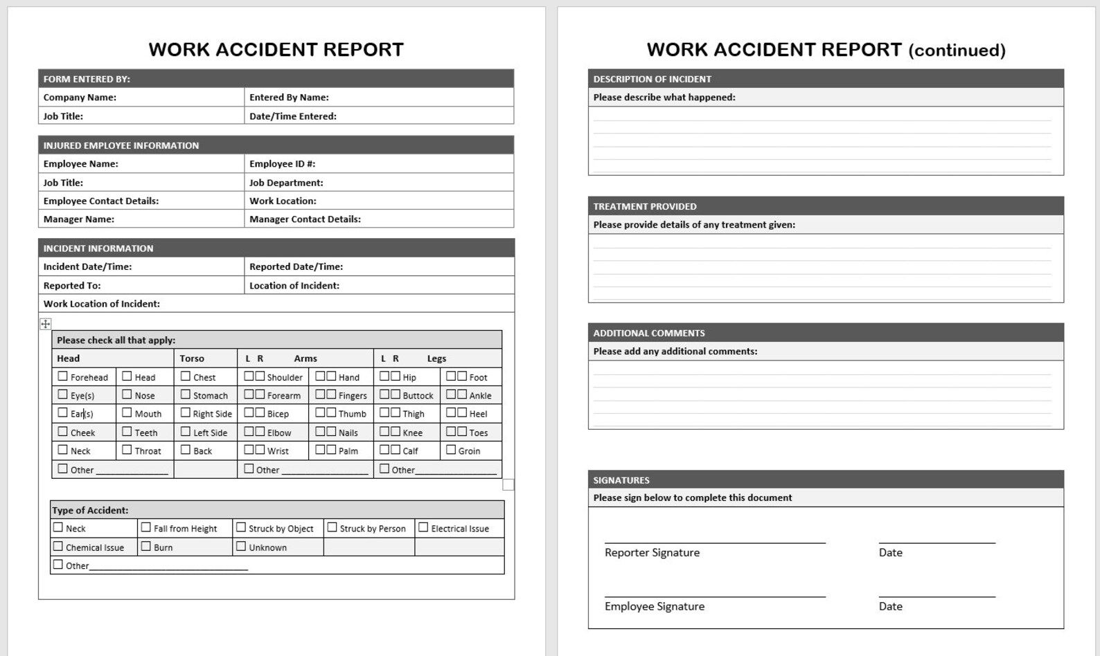 Work Accident Report Form: Editable PDF & Word Template - Etsy