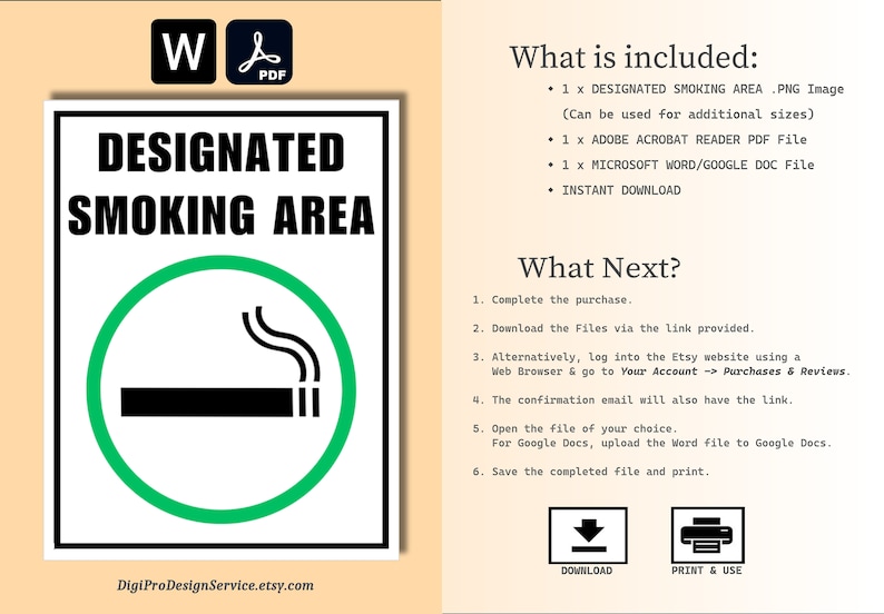 Designated Smoking Area Sign. Printable Word and PDF Files. PNG Image ...