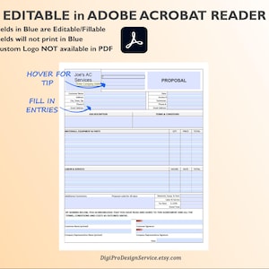 Editable Air Conditioner Proposal Template: Excel, Word, PDF - Etsy