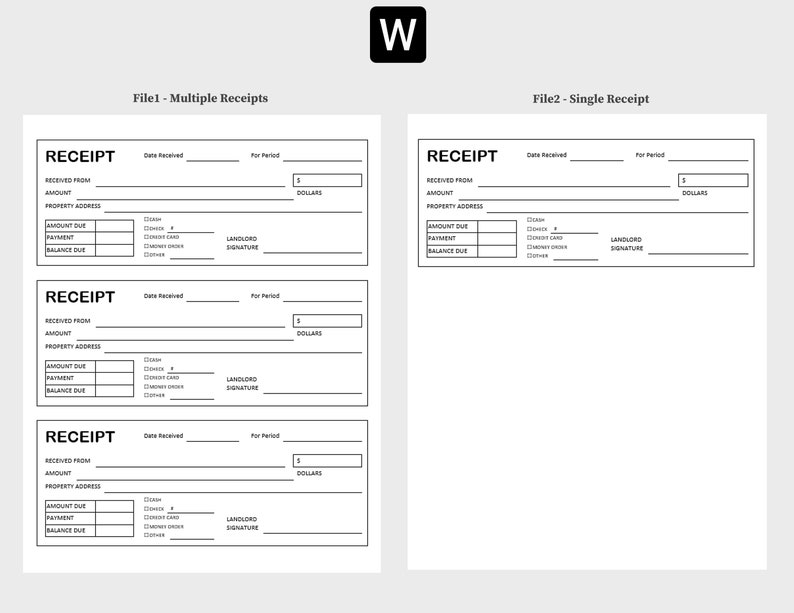Editable Rent Receipt Template: Fillable PDF & Word (printable) - Etsy