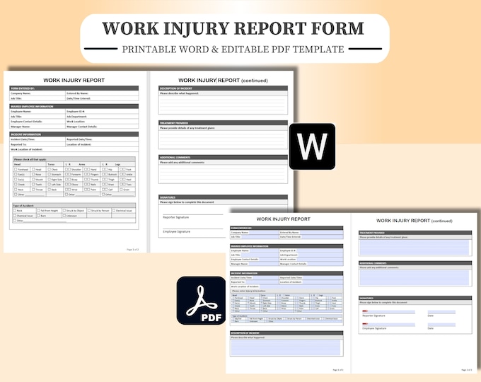 NEW Work Accident Incident Report Form Template Editable Downloadable ...