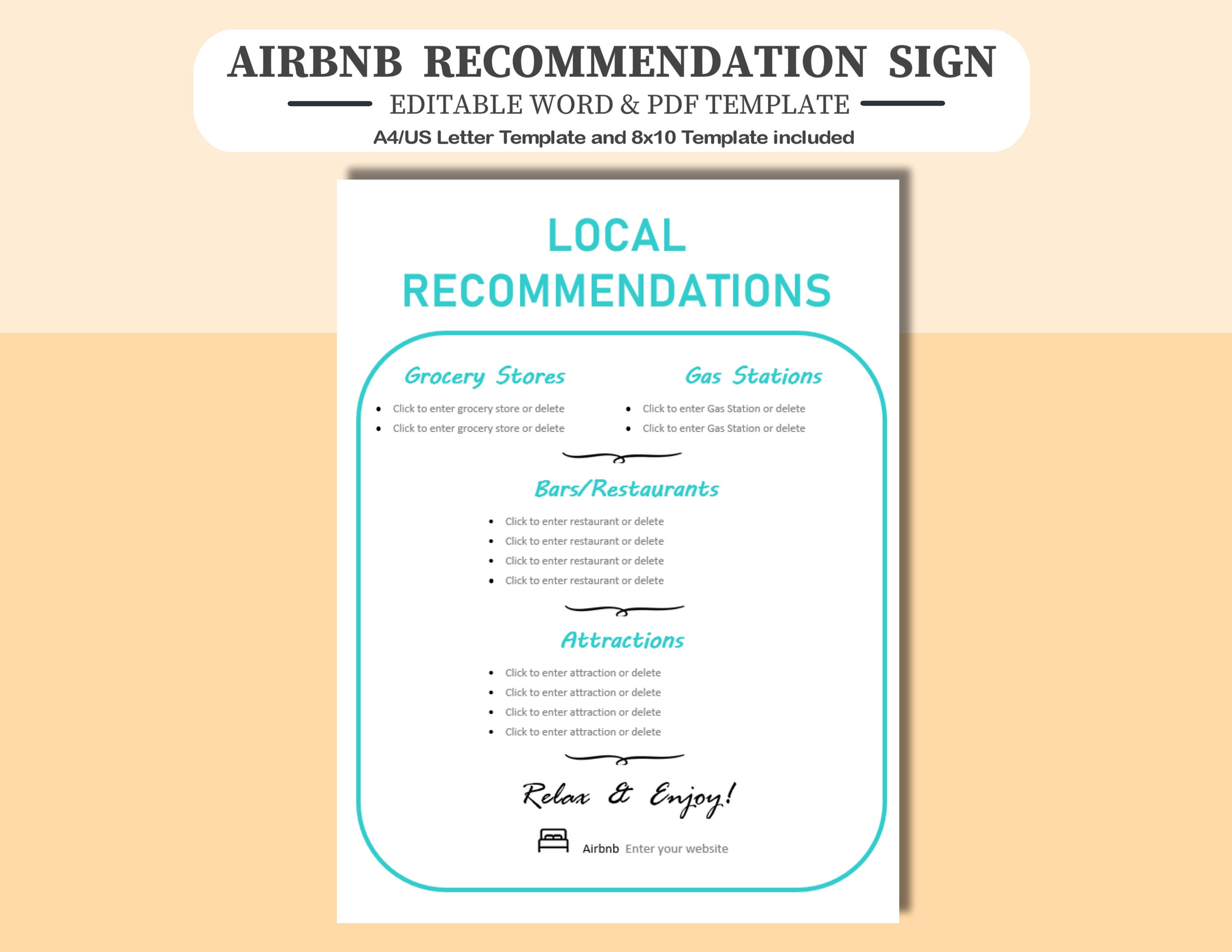 Airbnb Recommendation Sign Let Guests Know of Local Grocery Stores ...