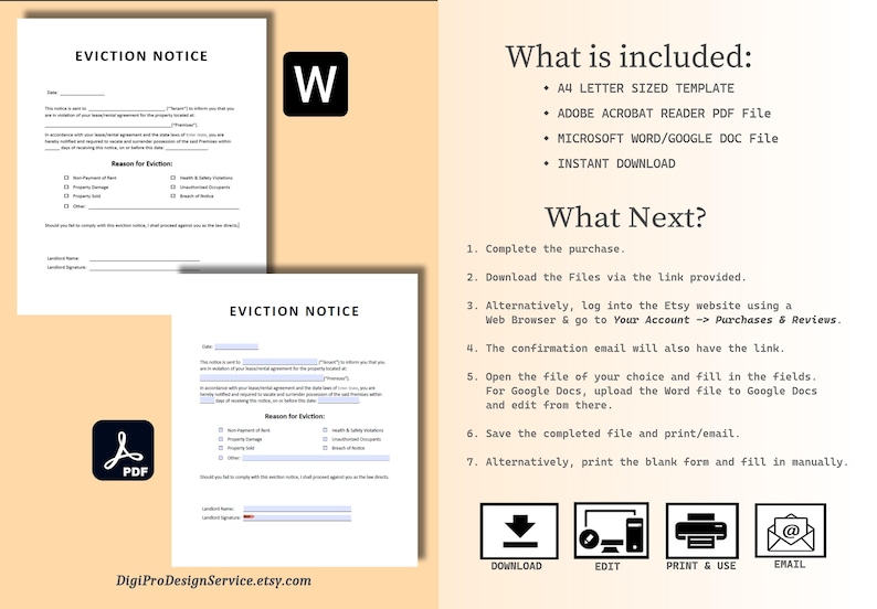 Editable Eviction Notice Template (PDF & Word) - Etsy